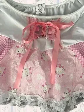 Skirts | Pink Ruffle Hello Kitty Mini Skirt With Lace Trim | Poshmark